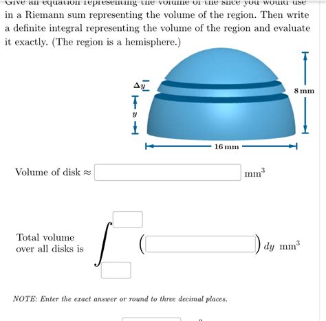 Solved In A Riemann Sum Representing The Volume Of The