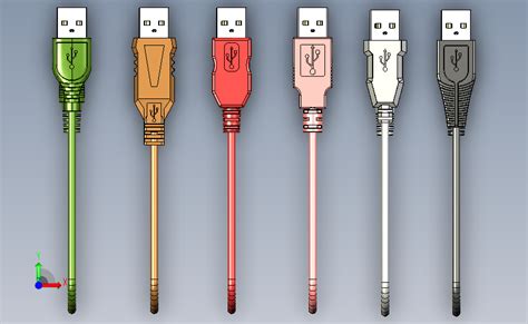 Usb数据线各种造型合集 Step 模型图纸下载 懒石网