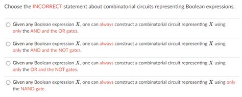Solved Choose The Incorrect Statement About Combinatorial