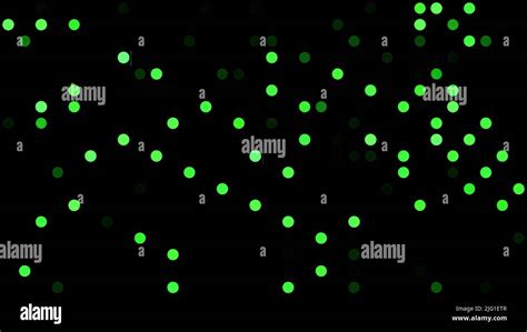 Black Background With Green Blinking Circles On A Black Background Motion Pixelated Pattern
