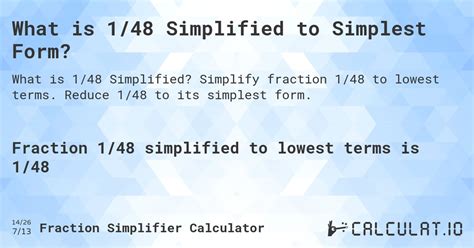 What Is 1 48 Simplified To Simplest Form Calculatio