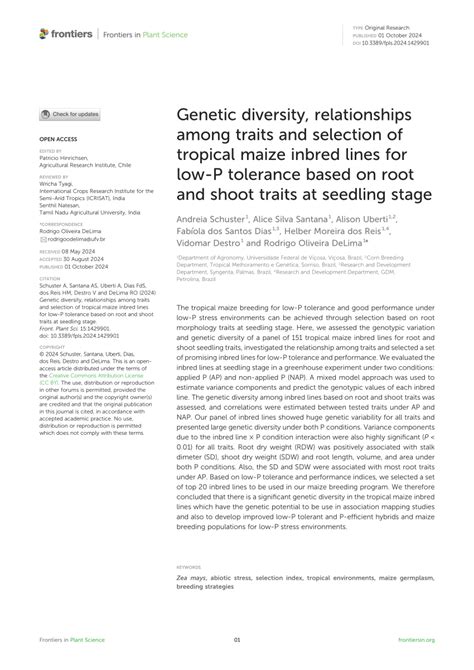 Pdf Genetic Diversity Relationships Among Traits And Selection Of