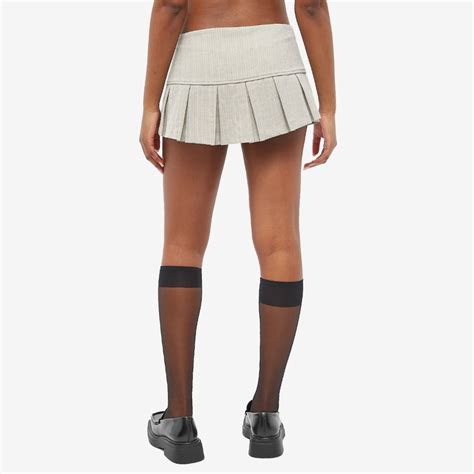 Danielle Guizio Pleated Micro Mini Skirt Light Grey Plaid End Ru