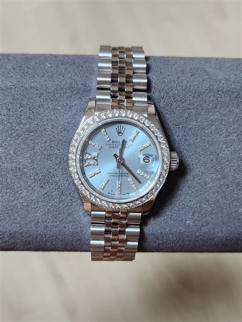 롤렉스 여성용 데이트저스트 28mm 아이스 블루 다이얼