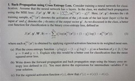 Solved II Back Propagation Using Cross Entropy Loss Chegg