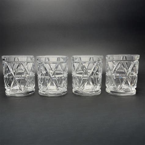 Vintage Crystal Whiskey Glasses Set Cut Glass Double Old Fashioned