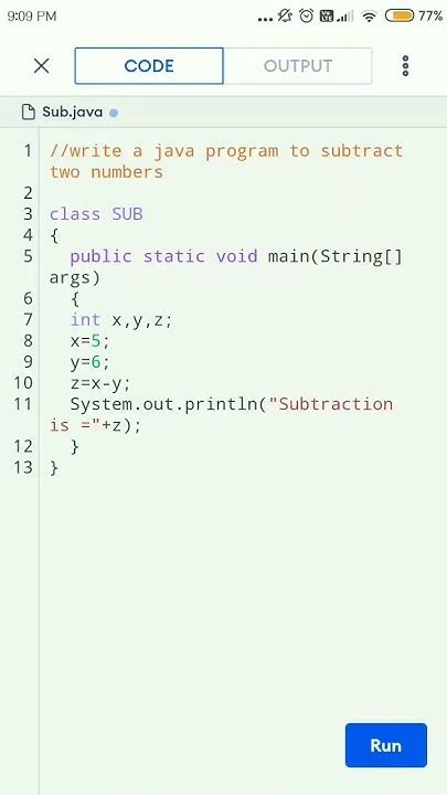 Write A Java Program To Subtract Two Numbers Shorts Shortsvideo