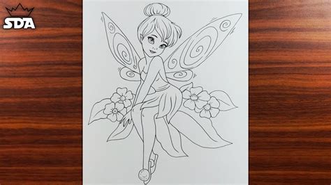 How To Draw Tinkerbell Step By Step Easy Disney Fairy Youtube