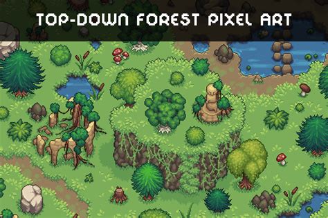Forest Top-Down Tileset Pixel Art Download - CraftPix.net