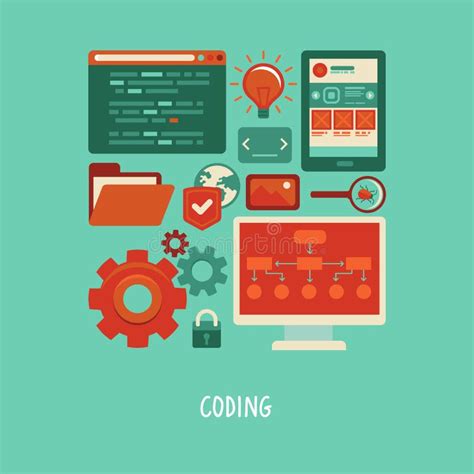 Web And Html Programming Flat Illustration Stock Vector Illustration