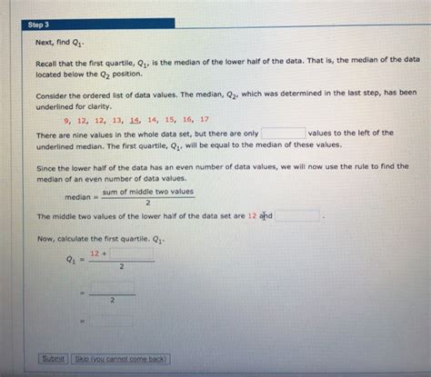 solved step 3 next find q1 recall that the first quartile