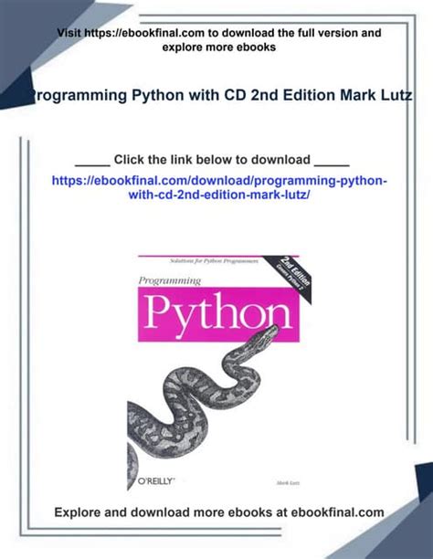 Get Programming Python With Cd 2nd Edition Mark Lutz Free All Chapters Pdf