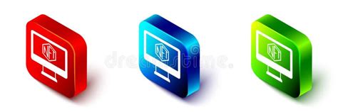 Isometric Monitor With Art Store App Icon Isolated On White Background