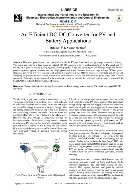 Pdf An Efficient Dc Dc Converter For Pv And Battery Applications