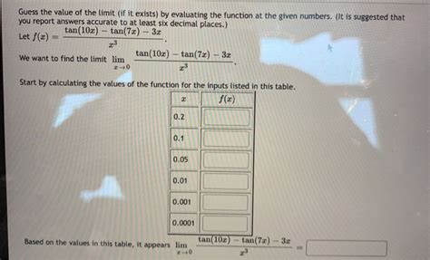 Solved Guess The Value Of The Limit If It Exists By