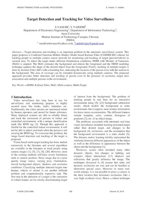 PDF Target Detection And Tracking For Video Surveillance Target