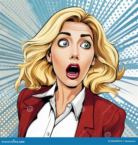 Surprising Pop Art Shocked Expression Of A Blonde Woman Stock Illustration Illustration Of