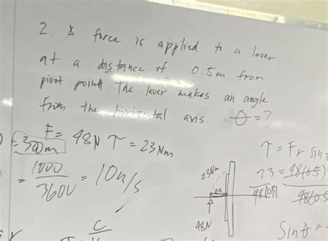 Solved A Force Is Applied To A Lever At A Distance Of 0 5m