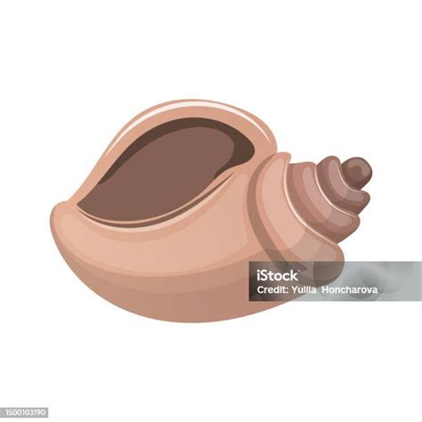 바다의 소리를들을 수있는 빈 조개 베이지색 조개껍데기는 흰색 배경에 분리되어 있다 플랫 벡터 그림입니다 0명에 대한 스톡 벡터 아트 및 기타 이미지 Istock