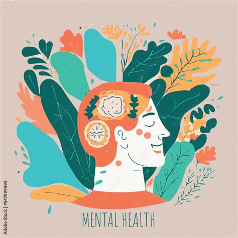 Mental Health Well Being Vector Art Illustration Positive Mindfulness