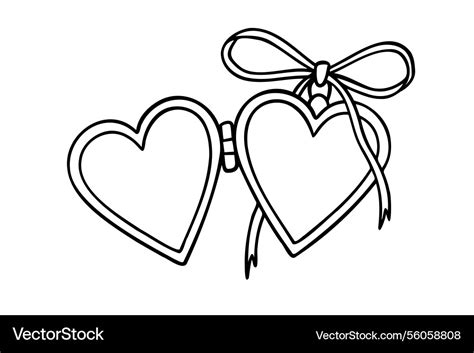 Heart Locket Icon Doodle Hand Drawn Outline Vector Image