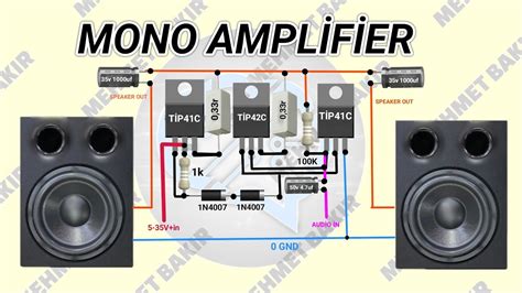 Tip41c Tip42c Amplifikatör Güçlü Amfi Yapımı Powerful Amplifier Circuit Transistor Youtube