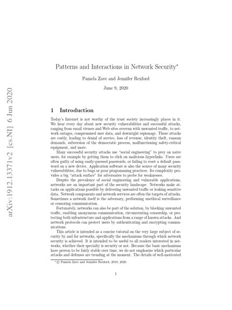 Patterns And Interactions In Network Security Pdf