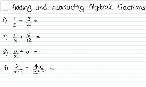 Algebraic Fractions Maths Teaching