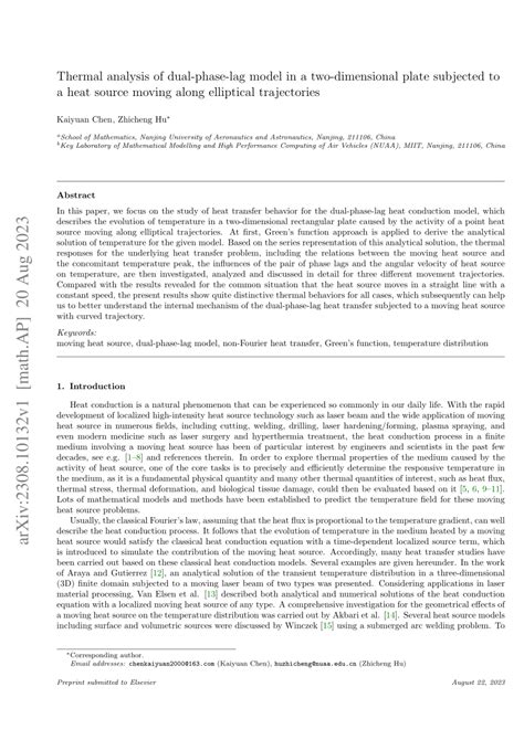 Pdf Thermal Analysis Of Dual Phase Lag Model In A Two Dimensional