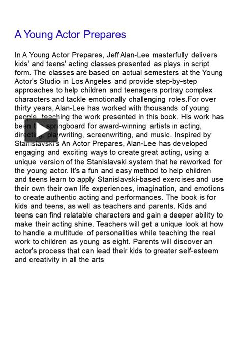 Ppt Pdf⚡ A Young Actor Prepares Powerpoint Presentation Free To