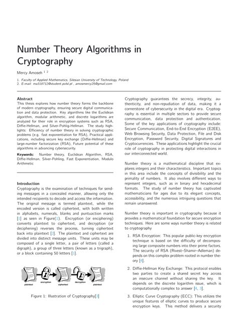 Pdf Number Theory Algorithms In Cryptography