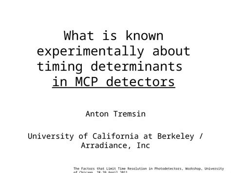 Ppt What Is Known Experimentally About Timing Determinants In Mcp