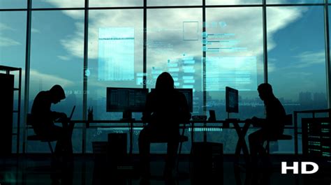Hackers And Programmers At Work On A Blue Background Motion Graphics