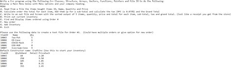 Solved Write A C Program Using The Following C Classes Chegg
