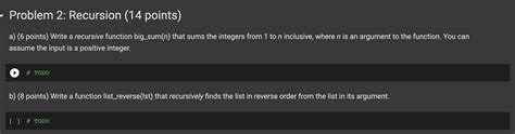 Solved Problem 2 Recursion 14 Points A 6 Points Write