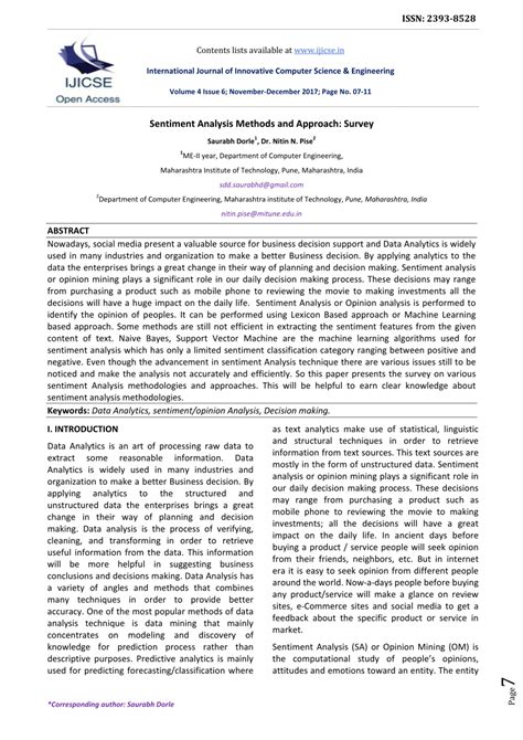 pdf sentiment analysis methods and approach survey