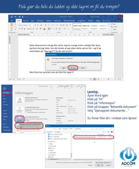 Glemte Du å Lagre Et Dokument I Word Slik Finner Du Det Igjen Adcom