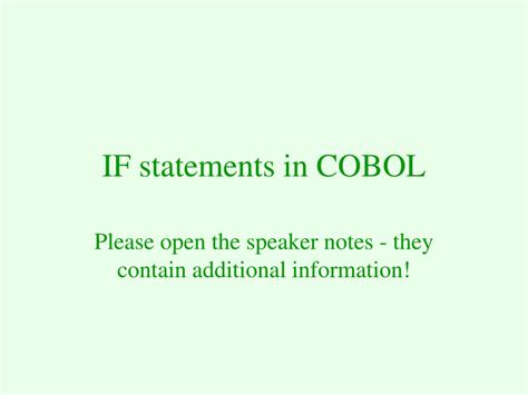 PPT IF Statements In COBOL PowerPoint Presentation Free Download ID 237962