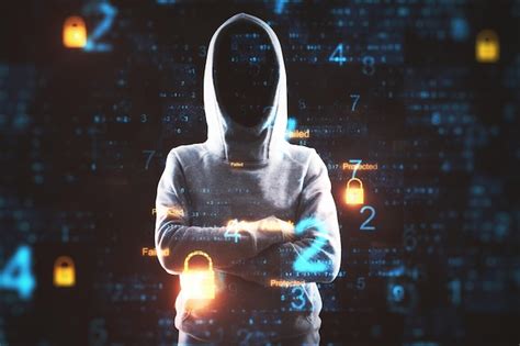 premium photo hacker and digital padlock interface