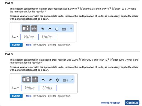 Solved Part B What Was The Initial Reactant Concentration