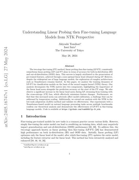 PDF Understanding Linear Probing Then Fine Tuning Language Models From NTK Perspective