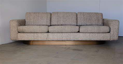 Vintage Modern Custom Sofa Floating On Brushed Brass Plinth Base At 1stdibs