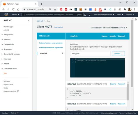 Servizi Aws Iot Core E Mqtt Test Da Console E Mqttfx 6 Renzo