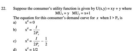 solved suppose the consumer s utility function is given by