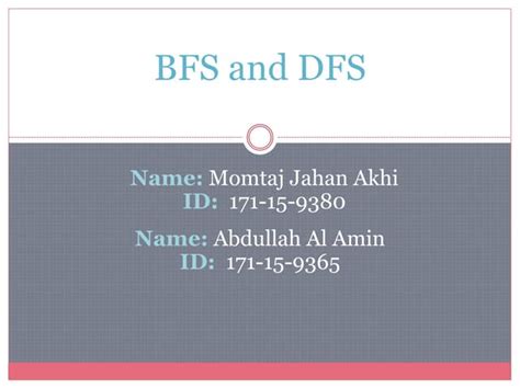Bfs And Dfs Pptx