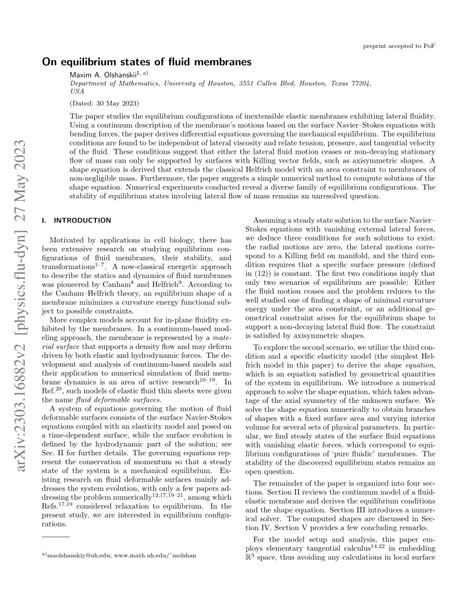 Pdf On Equilibrium States Of Fluid Membranes