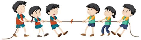 줄다리기 게임을 하는 아이들 무료 벡터