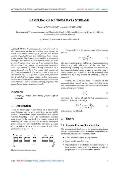 Pdf Sampling Of Random Data Streams