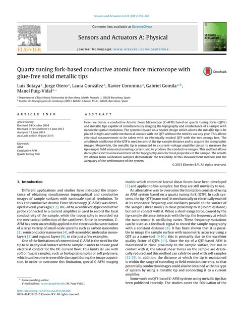 Pdf Quartz Tuning Fork Based Conductive Atomic Force Microscope With Glue Free Solid Metallic