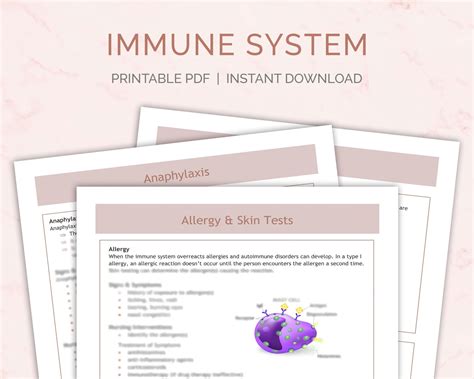 Immune System Study Guide Nursing Student Notes Anatomy Physiology Immunity Anaphylaxis